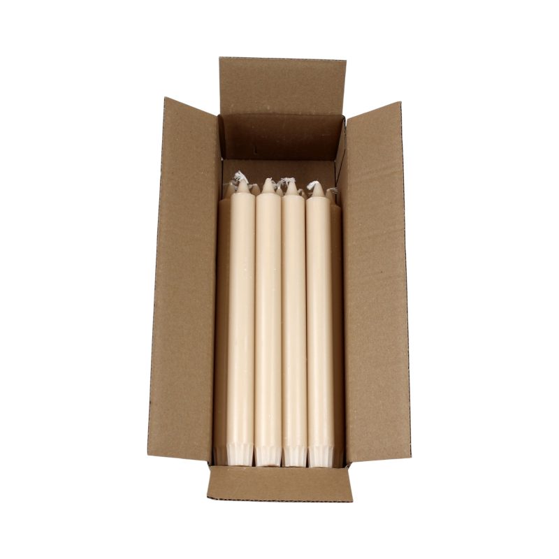 Kronelys 100% ren stearin SAND-farvet 25 cm. Pk. á 18 stk. - Øster Skovgård