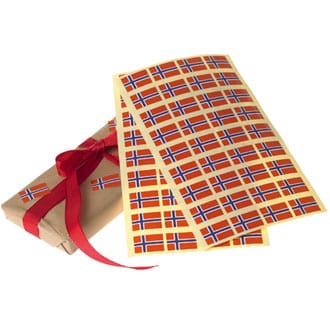 Norske klæbeflag. 2 ark med 36 stk. Oblater til fester. - Øster Skovgård