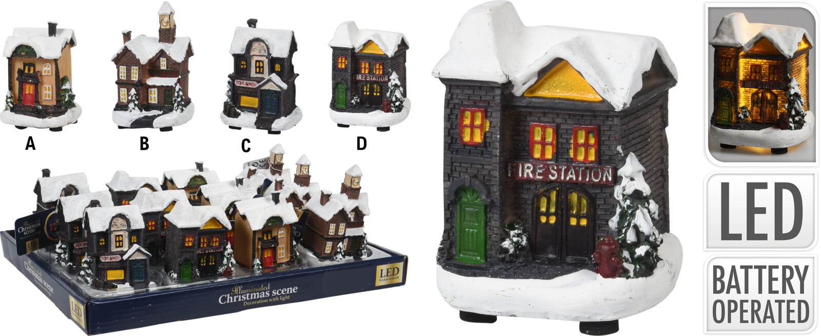 LED hus til julelandskaber, legetøjsbutik 9 cm - Øster Skovgård